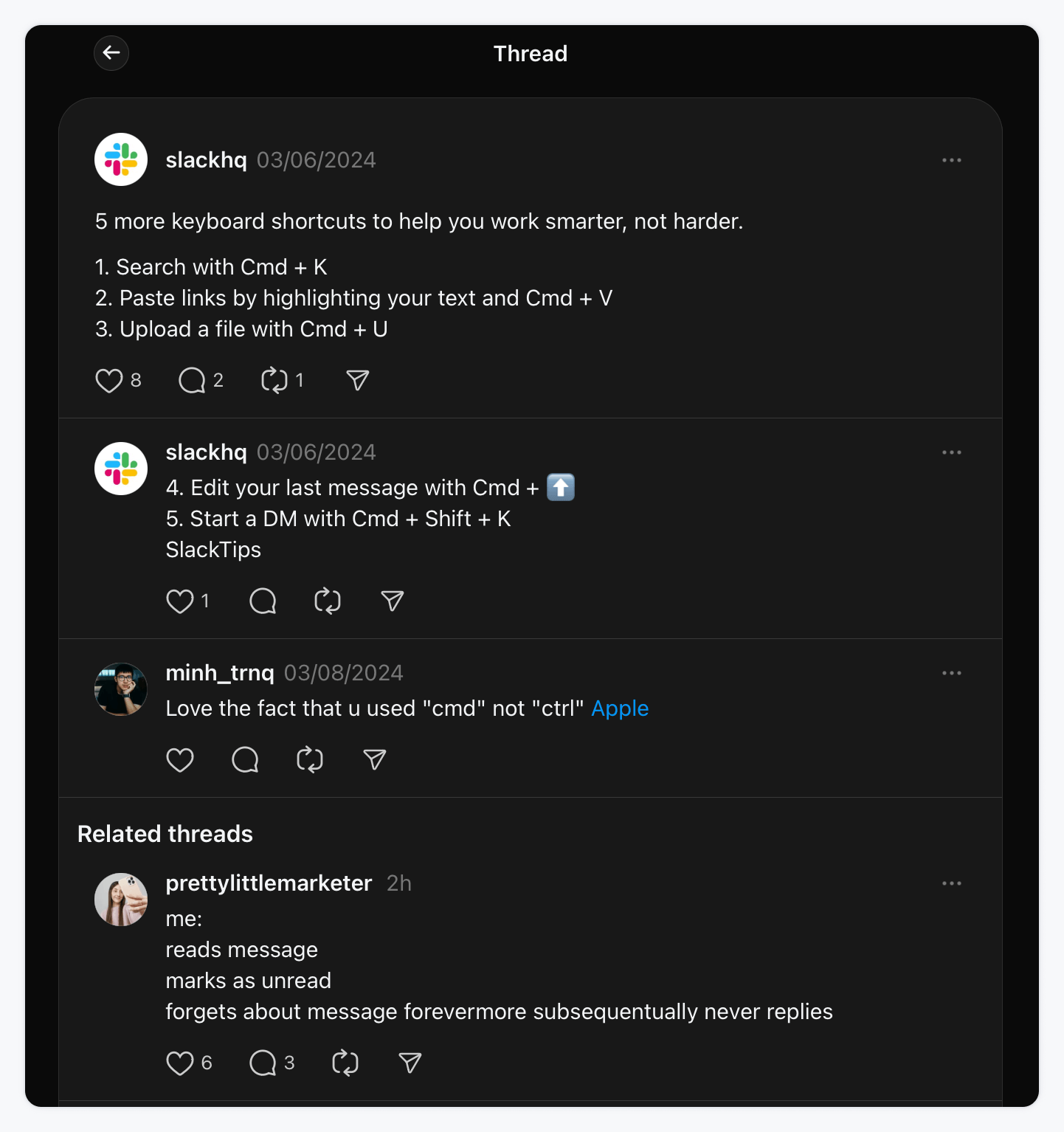 slack on threads - The Gain Blog